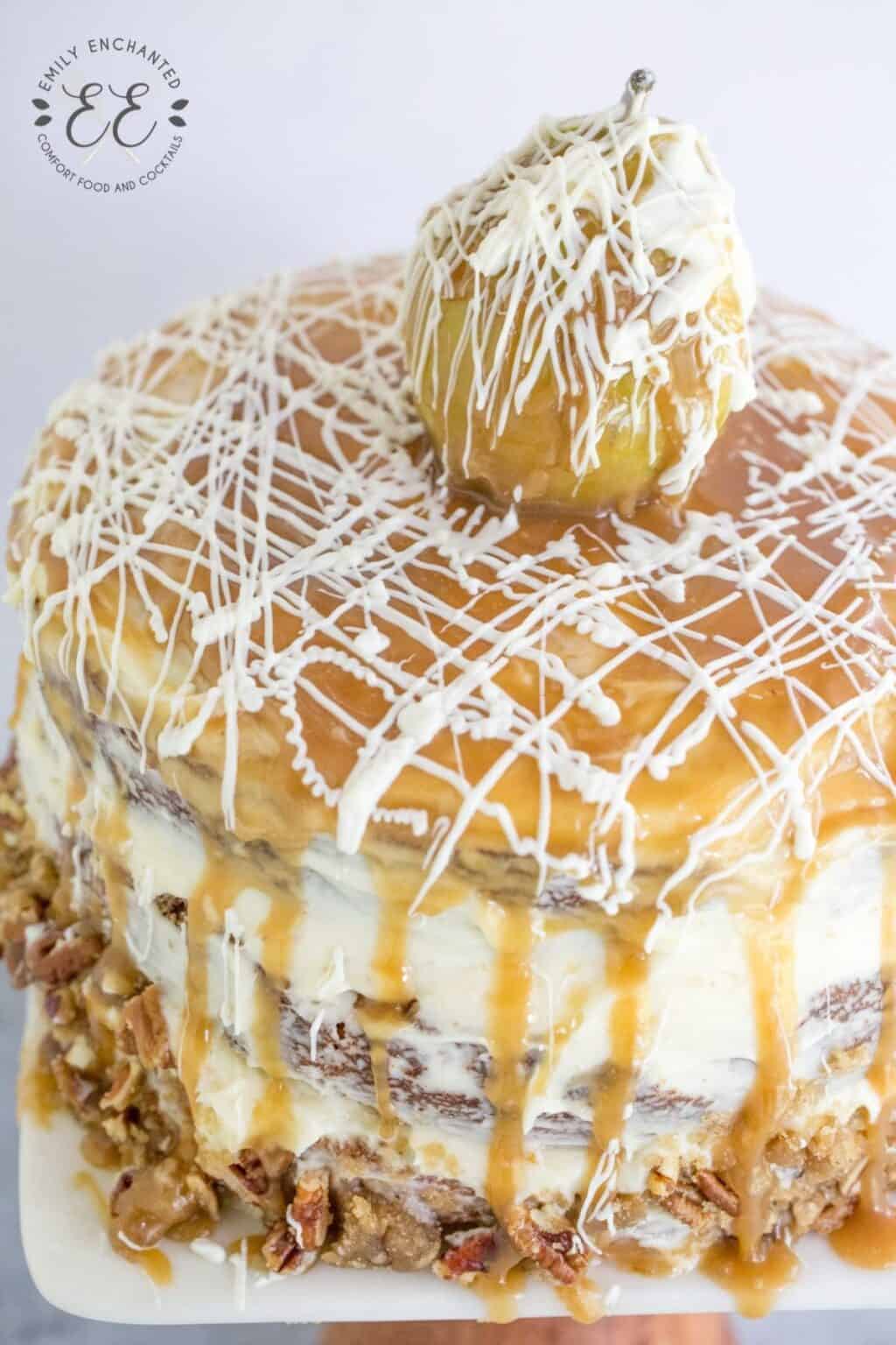 Amazing Pear Cake with Pecans and Caramel Drizzle