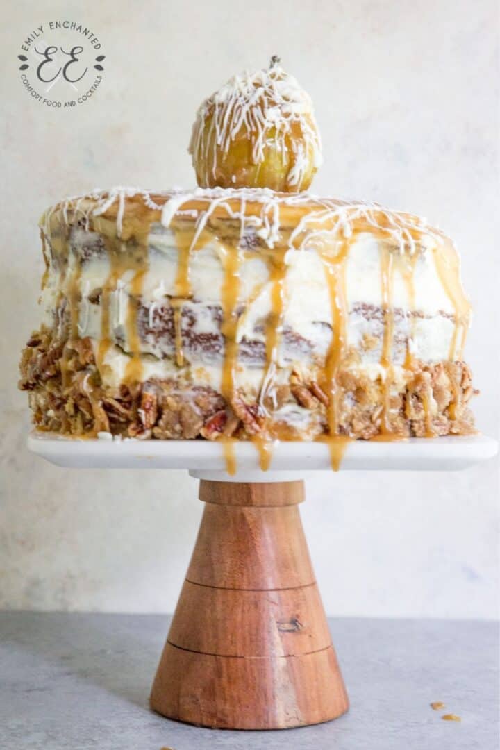 Amazing Pear Cake with Pecans and Caramel Drizzle