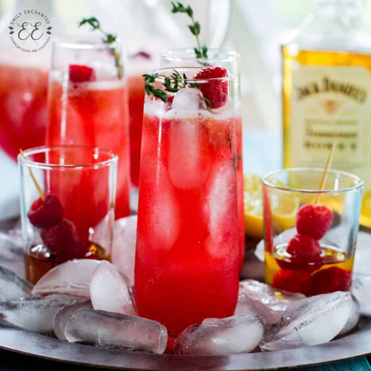 The Best Peach Whiskey Lemonade Recipe with Raspberry