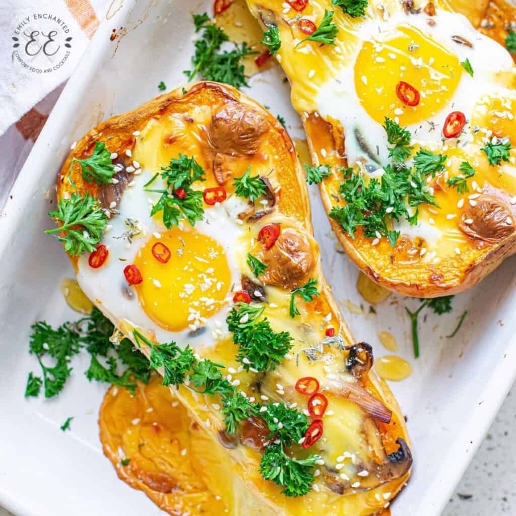 The Best Breakfast Butternut Squash Stuffed with Mushrooms and Onions