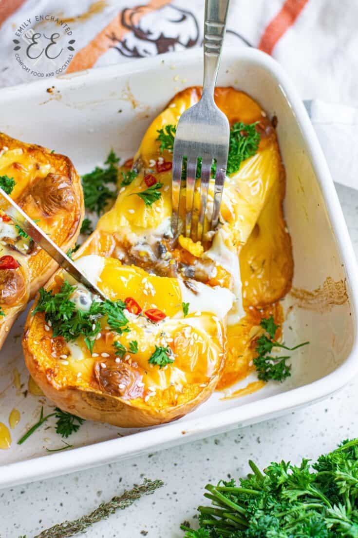 The Best Breakfast Butternut Squash Stuffed with Mushrooms and Onions