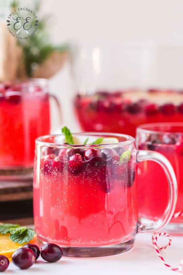 Christmas Punch with Sprite, Mint, Cranberry, Grapefruit and Orange