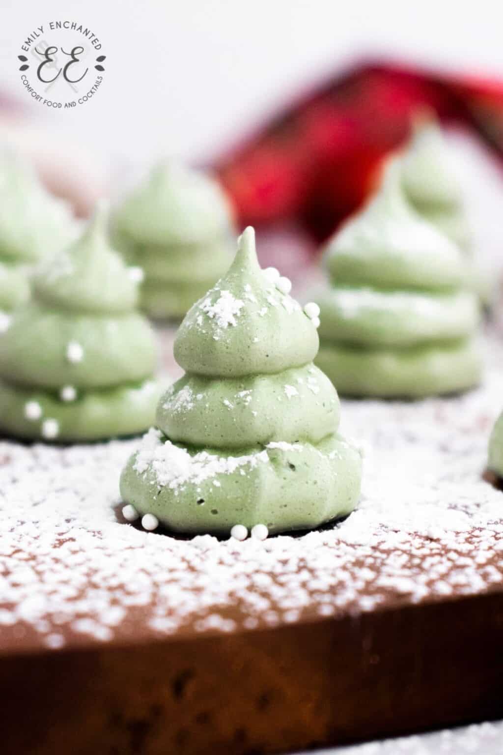 Christmas Tree Meringues with Peppermint Perfect for the Holidays
