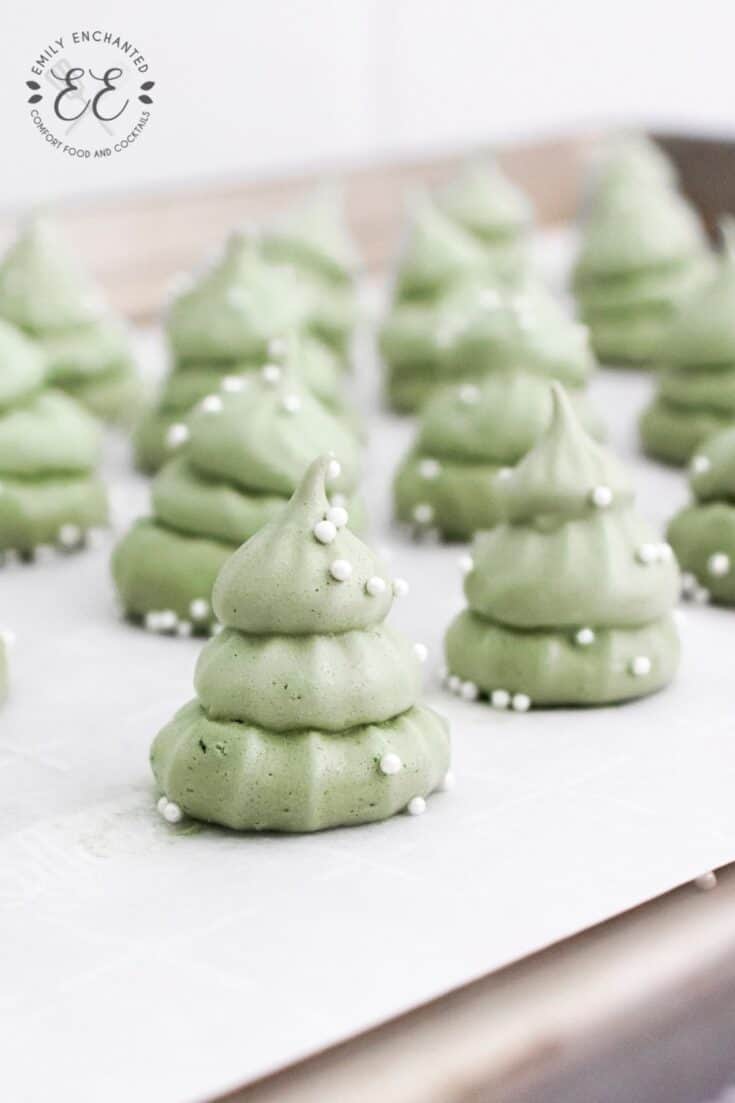 Christmas Tree Meringues with Peppermint Perfect for the Holidays