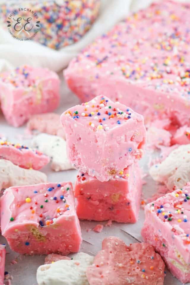 Sweet Circus Animal Cookie Fudge Recipe with Sprinkles