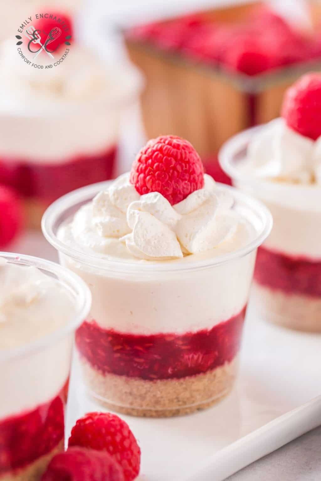 Easy No Bake Raspberry Cheesecake Shooters