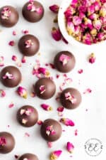 Decadent Chocolate Rose Truffles with Edible Rose Flowers