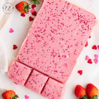 Soft & Chewy Strawberry Fudge Recipe with Sprinkles