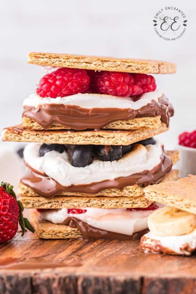 The Best Fruit S'mores with Strawberries, Raspberries and Blueberries