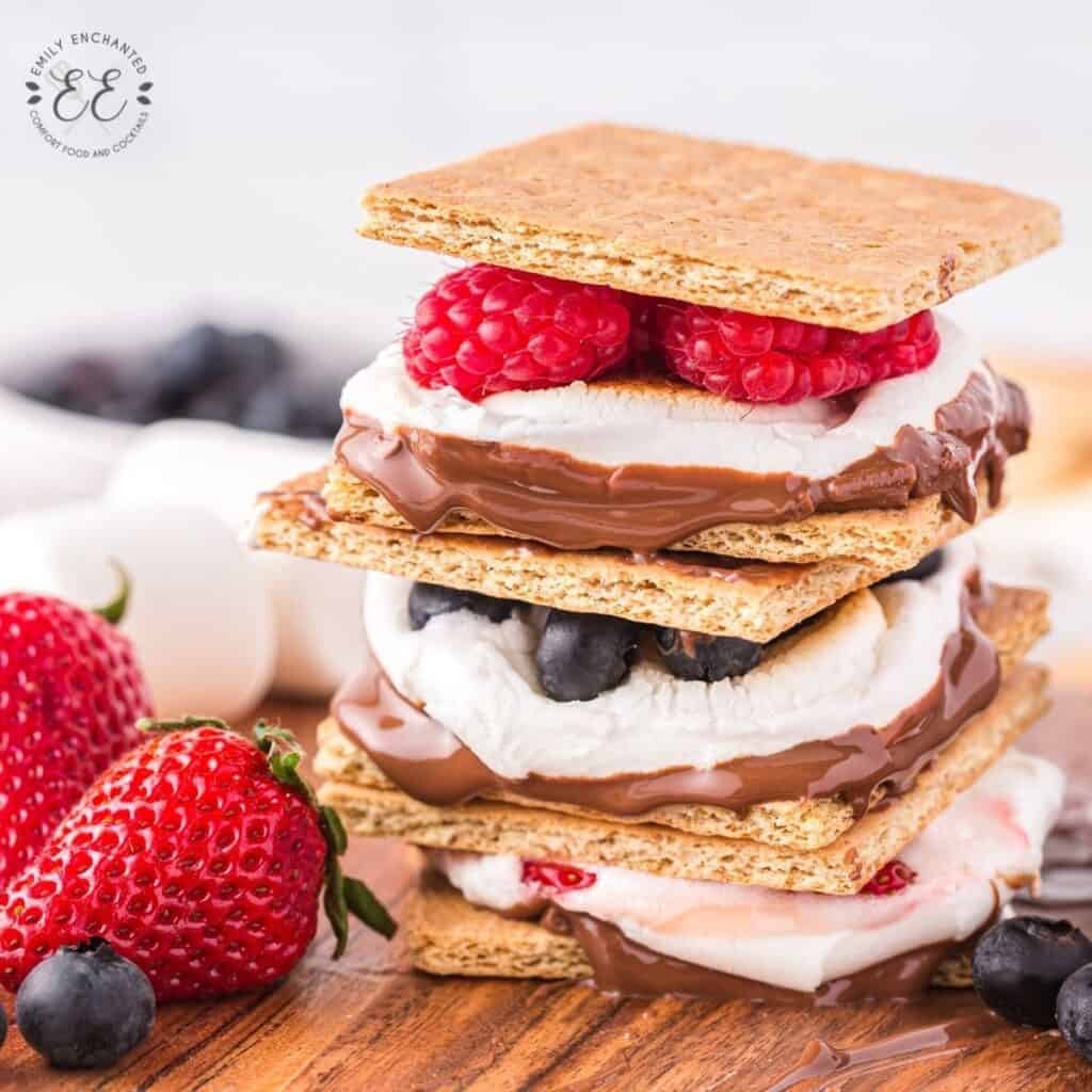 The Best Fruit S'mores with Strawberries, Raspberries and Blueberries