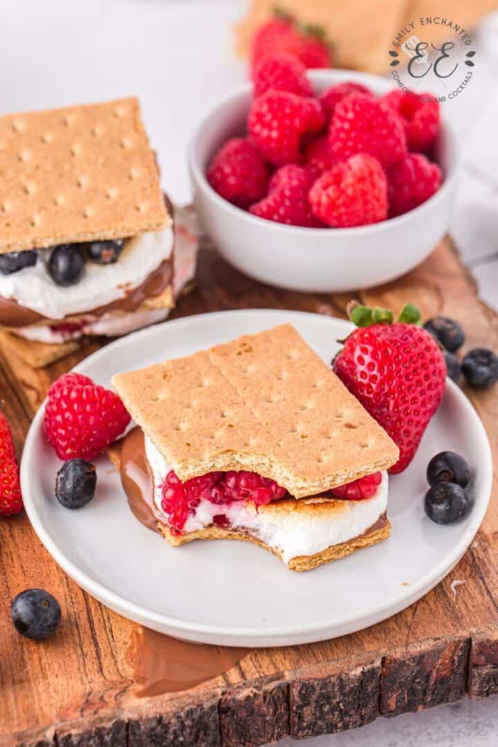 The Best Fruit S'mores with Strawberries, Raspberries and Blueberries