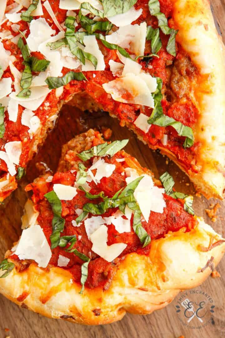 The Best Crock Pot Pizza (Chicago Style Deep Dish with Sausage)