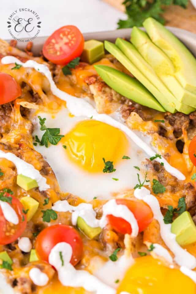 The Best Breakfast Nachos Recipe with Eggs and Sausage