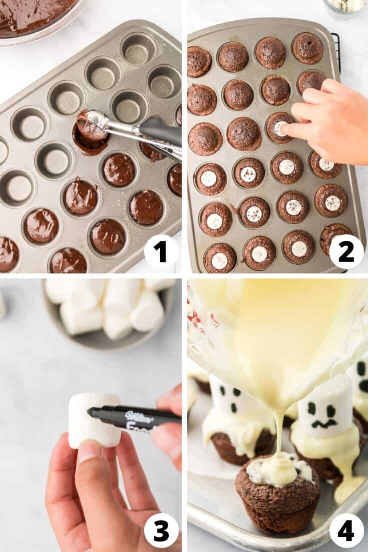 Cute Ghost Brownies - The Best Halloween Brownie Bites