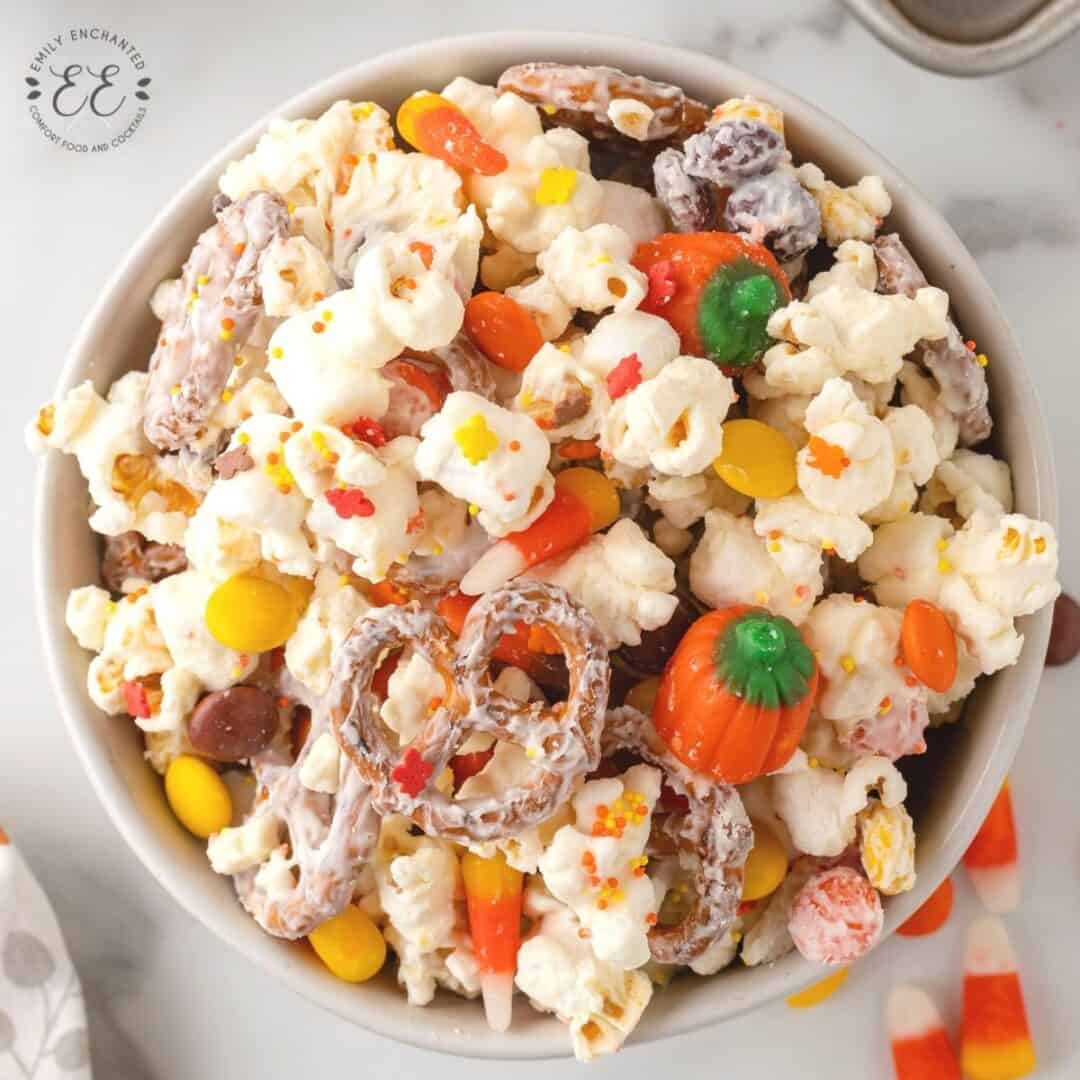The Best Chocolate Covered Halloween Popcorn with Candy Corn