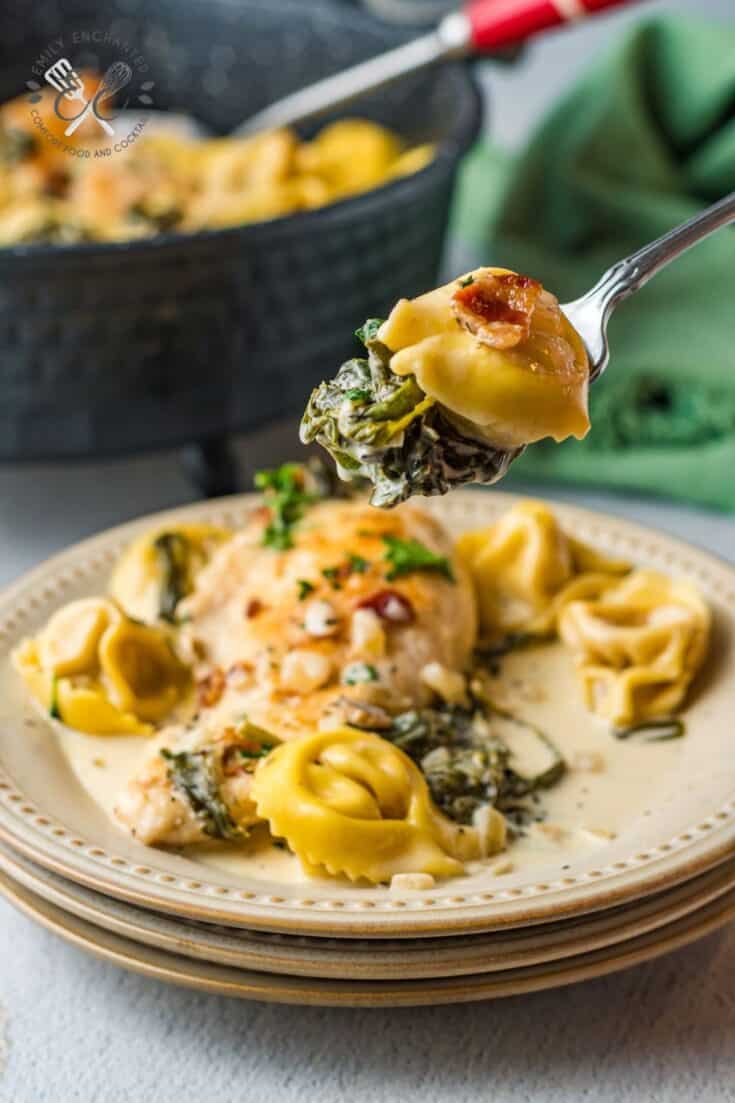 Creamy Parmesan Chicken and Cheese Tortellini with Spinach