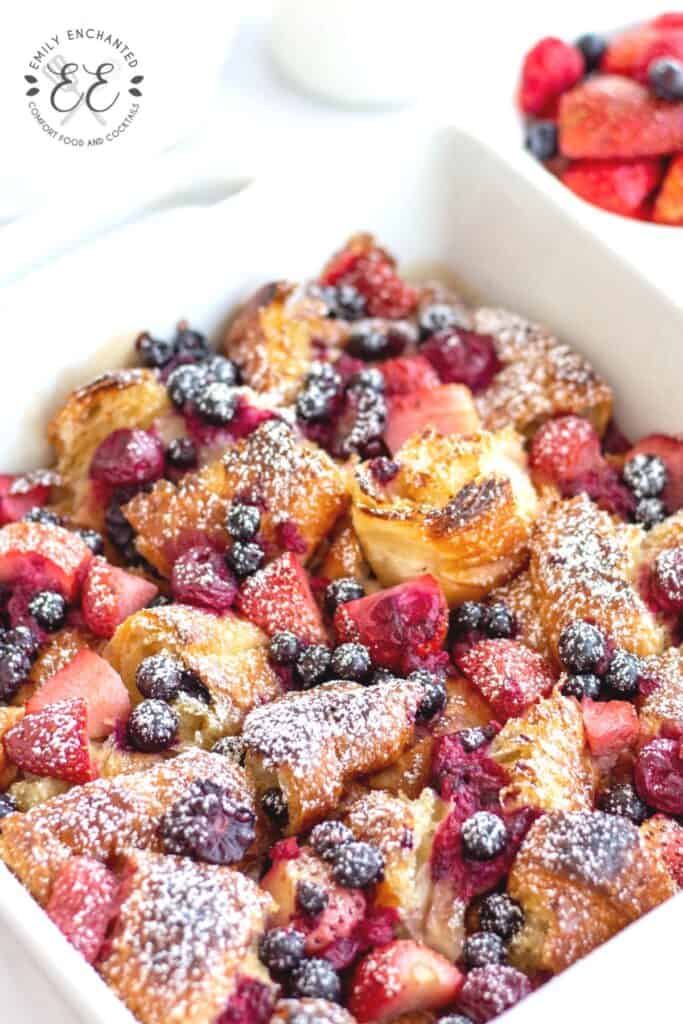 Best Berry Croissant Bake with Mixed Berries and Powdered Sugar