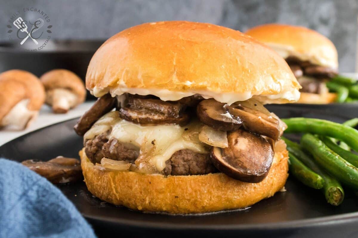 Easy Gourmet Mushroom Swiss Burger with White Truffle Mayo