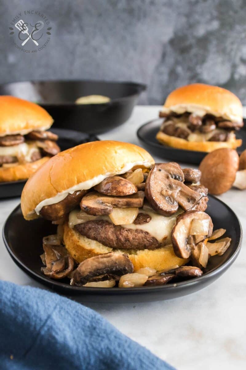 Easy Gourmet Mushroom Swiss Burger with White Truffle Mayo